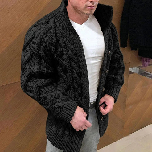 Thick cable knit cardigan for men - Warm and comfortable – TrendAura-co-uk