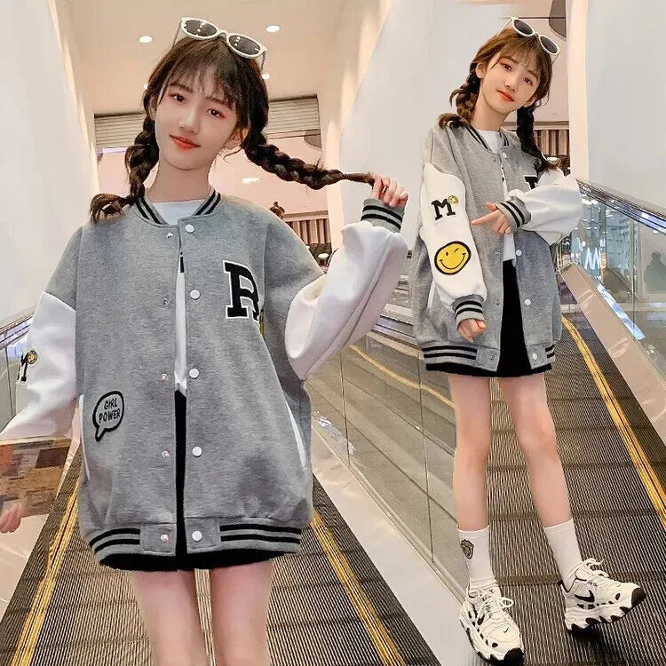 Girls Stylish Vivian Varsity Jacket Trendy Quality – TrendAura-co-uk