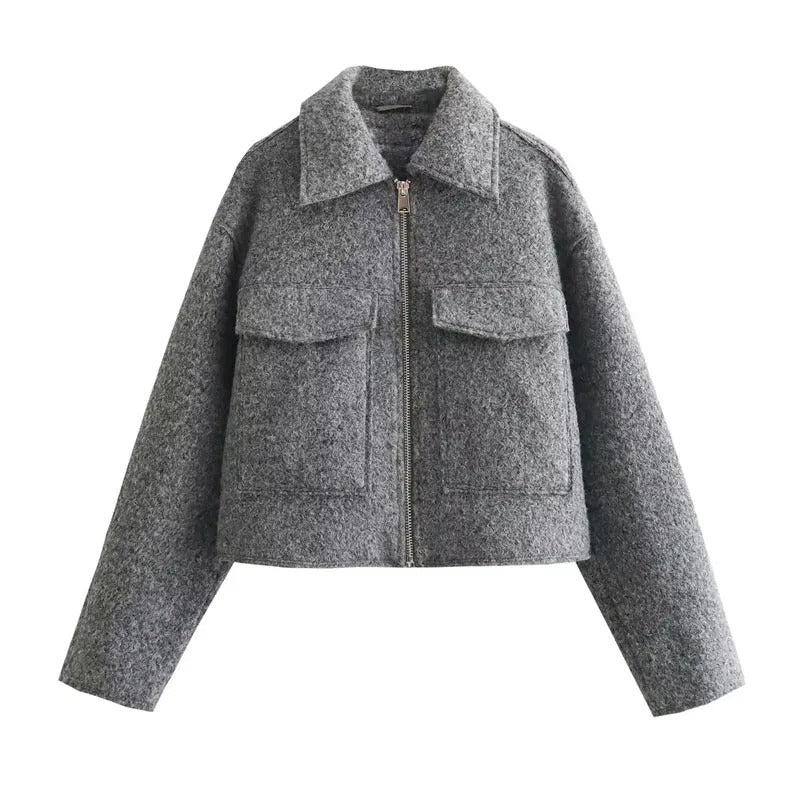Cropped Tweed Winter Jacket for Women Stylish and Warm – TrendAura