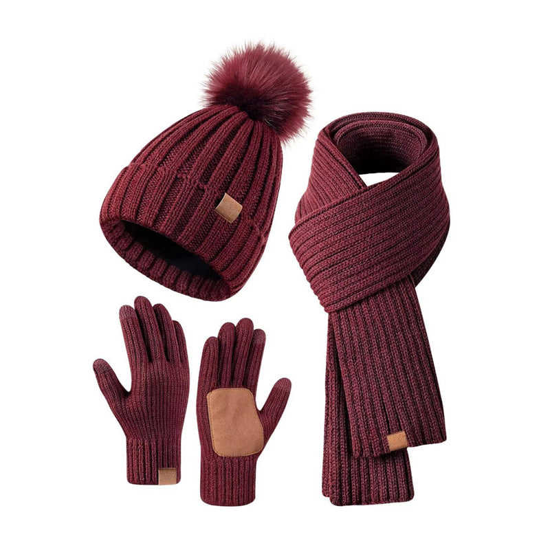 Women’s Winter Hat Scarf Gloves Set – Warm Beanie with Touchscreen ...