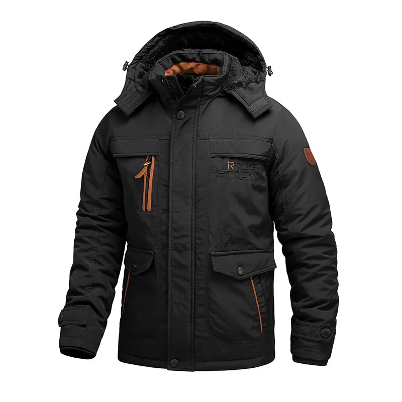 Men's tactical winter jacket - waterproof and lined with detachable ho ...