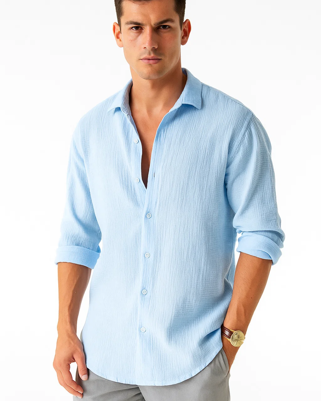Men's Classic Button Down Shirt For Warm Days – TrendAura