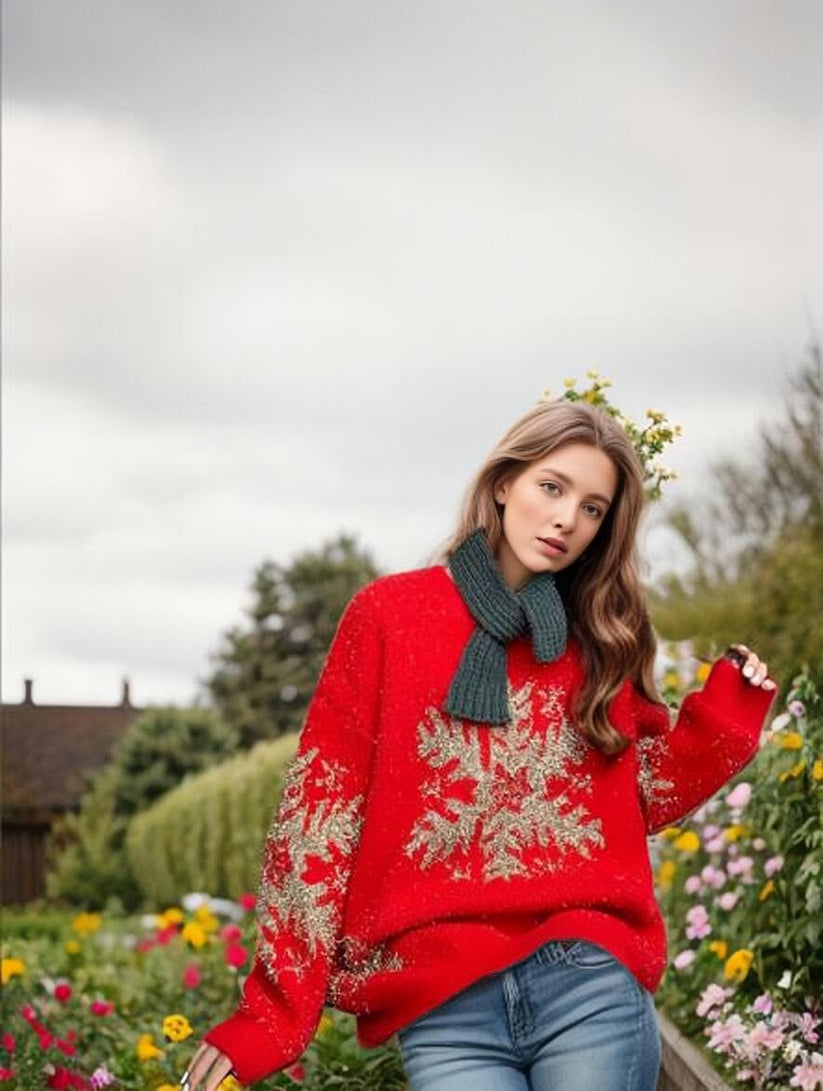 Womens Festive Christmas Sweater Loose Fit – TrendAura