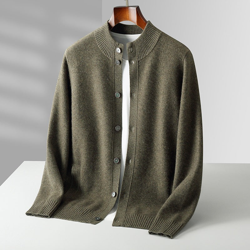 Ethan Men's Fine-Knit Cardigan With Button Front Olive Green Lightweig ...