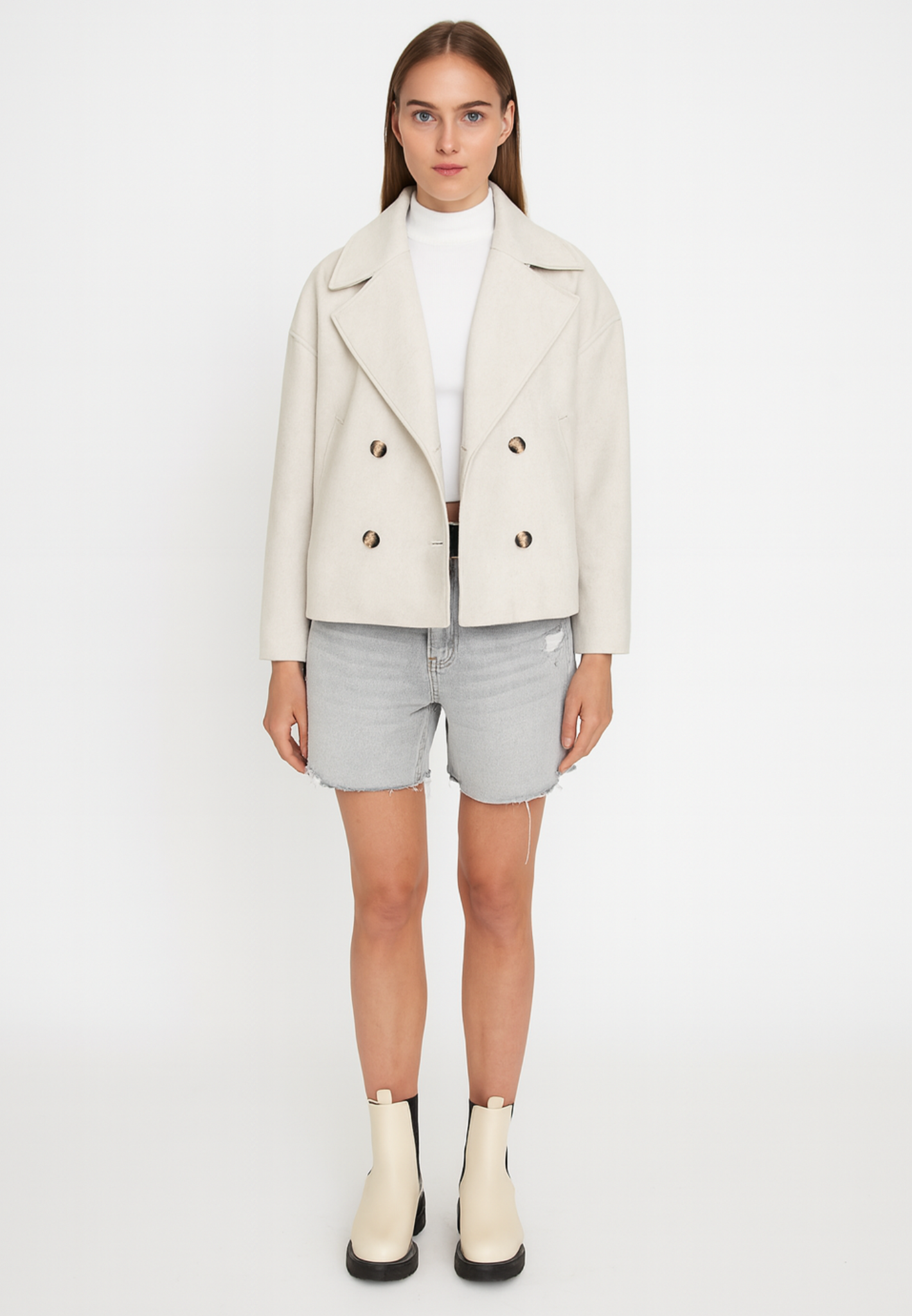 Womens Cropped Double Breasted Jacket For Women – TrendAura