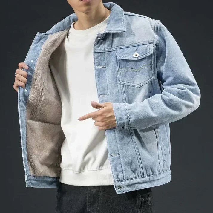 Wool Lined Denim Jacket Otto Cozy Warmth – TrendAura-co-uk