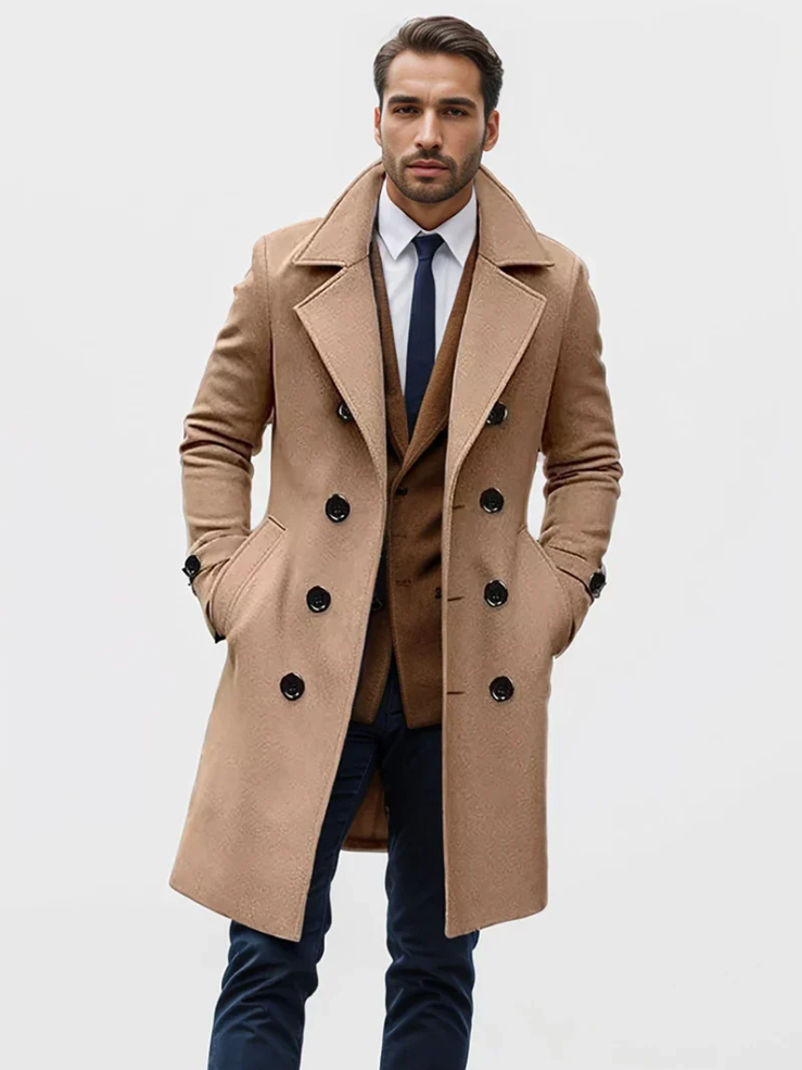 Stylish men's wool overcoat for colder weather – TrendAura-co-uk