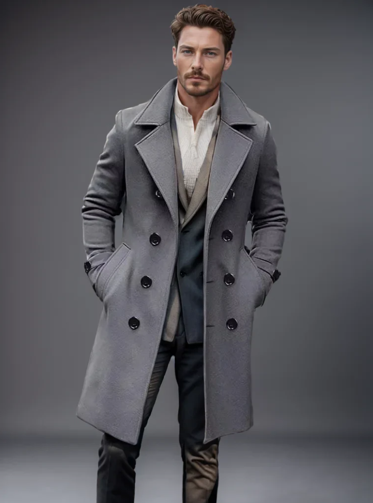 Stylish men's wool overcoat for colder weather – TrendAura-co-uk