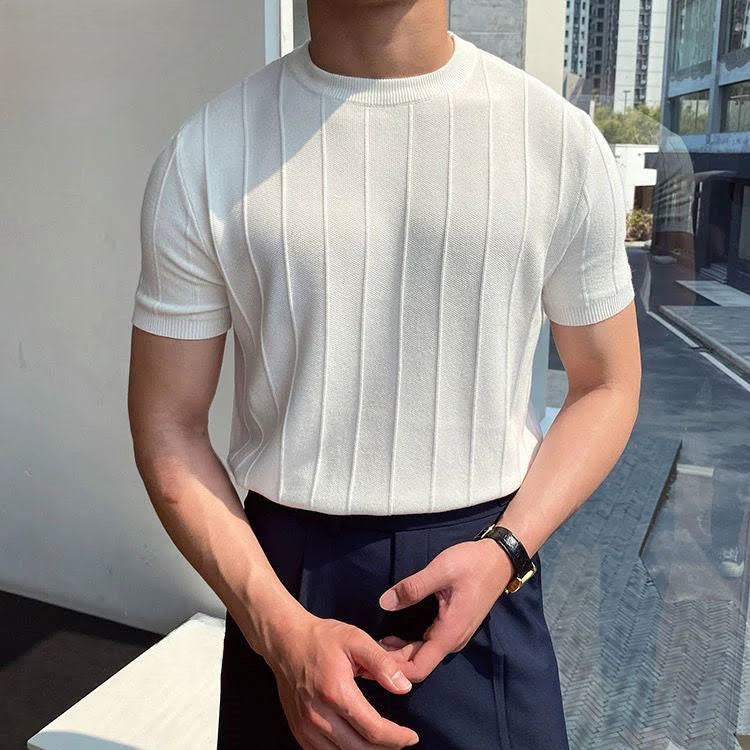 The Forme Tee Men Knitted Short Sleeve Shirt White – TrendAura